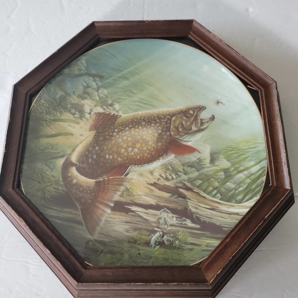 Accents | John Eggert Brook Trout Porcelain Vtg Framed Plate | Poshmark